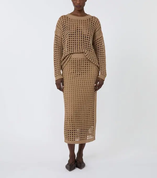 Max Mara Cotton Open-knit Sweater - Beige