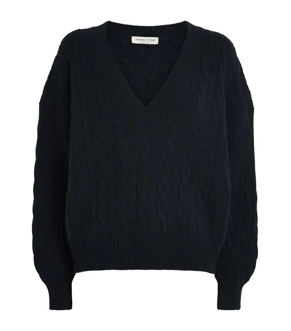 Johnstons Of Elgin Cashmere Cable-knit Kylesku Sweater - Black