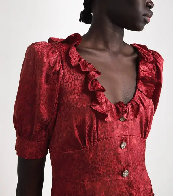 alessandra rich red silk dress Alessandra Rich Silk Polka-Dot Midi Dress  Petite Chrie