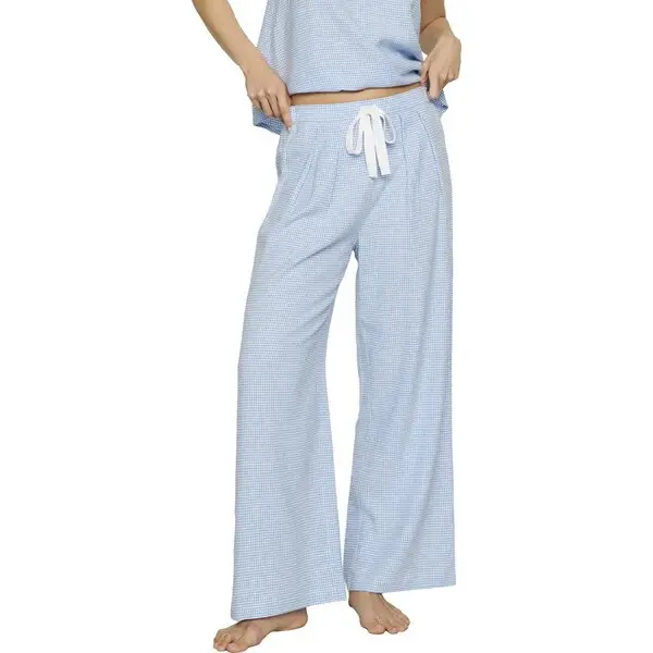 Eberjey Linen Blend Drawstring Lounge Pants - Gingham White/summer