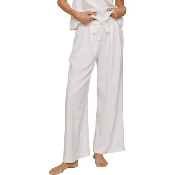 Eberjey Linen Blend Drawstring Lounge Pants - White
