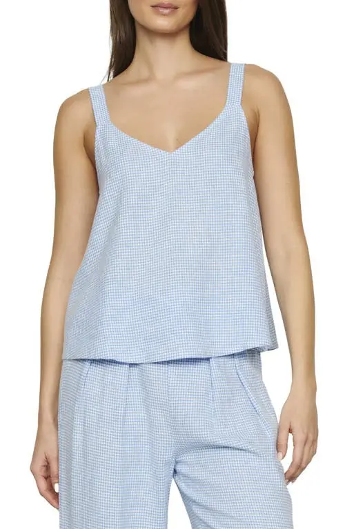 Eberjey Linen Blend V-neck Camisole - Gingham White/summer