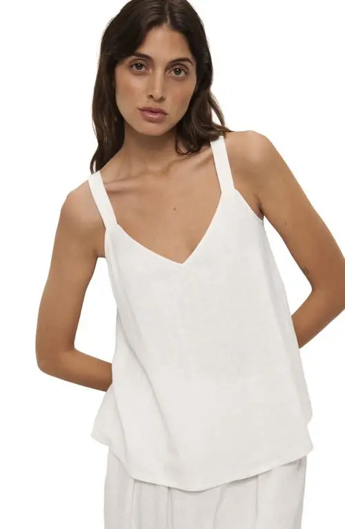 Eberjey Linen Blend V-neck Camisole - White