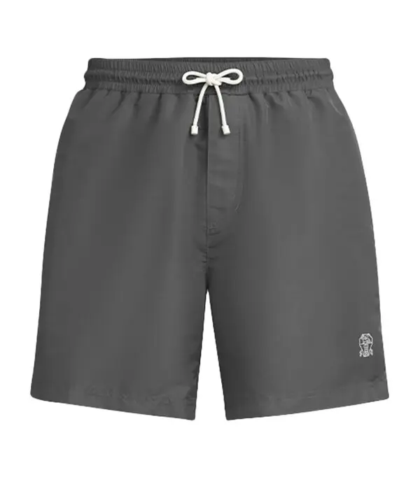 Brunello Cucinelli Embroidered Swim Shorts - Grey