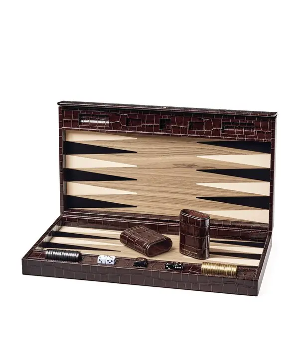 ASPINAL OF LONDON Leather Backgammon Set - Brown