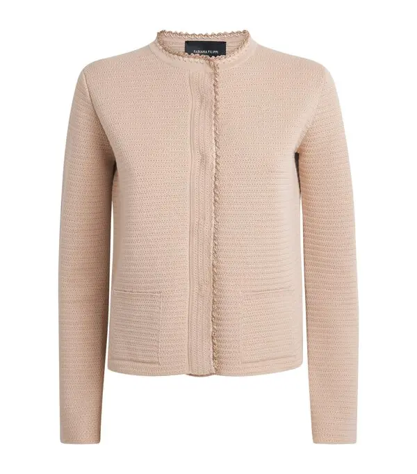 Fabiana Filippi Wool-cotton Cropped Cardigan - Beige