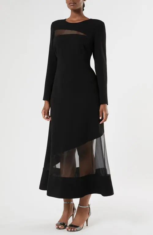 Marina Rinaldi Giunto Mixed Media Long Sleeve Dress