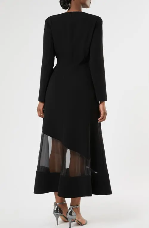Marina Rinaldi Giunto Mixed Media Long Sleeve Dress