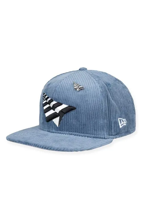 PAPER PLANES The Original Crown 9fifty Corduroy Snapback Cap - Steel Blue
