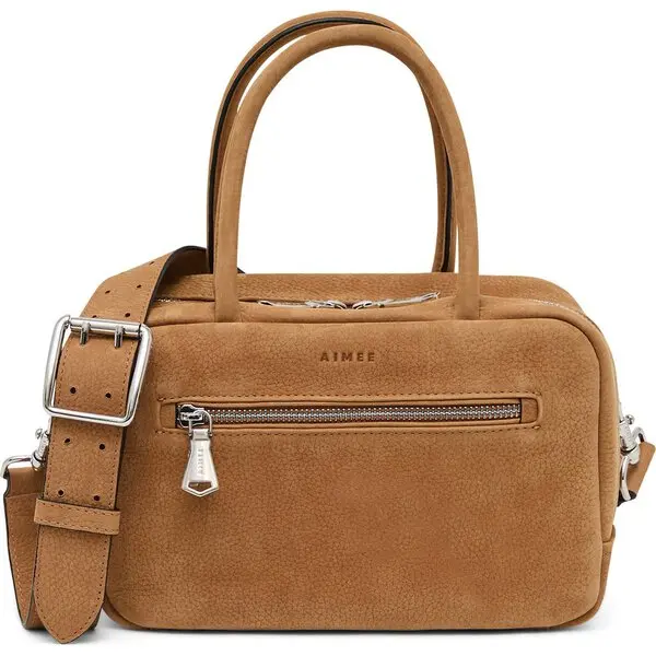 AIMEE Medium Ritual Leather Satchel - Latte Nubuck