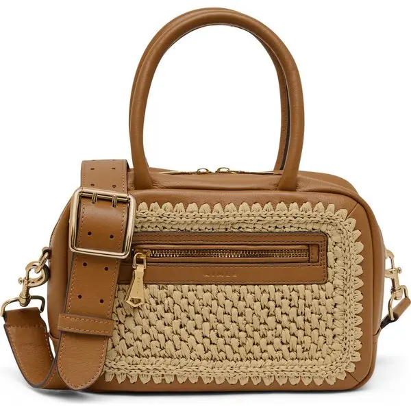 AIMEE Medium Ritual Leather Satchel - Raffia Latte