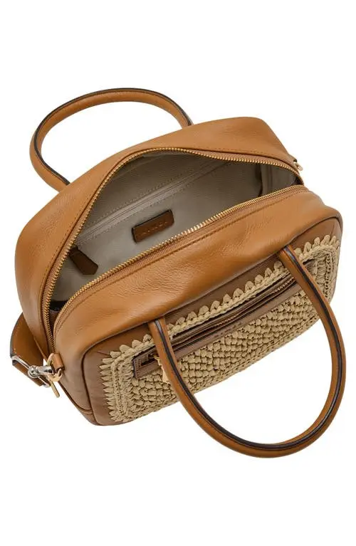 AIMEE Medium Ritual Leather Satchel - Raffia Latte