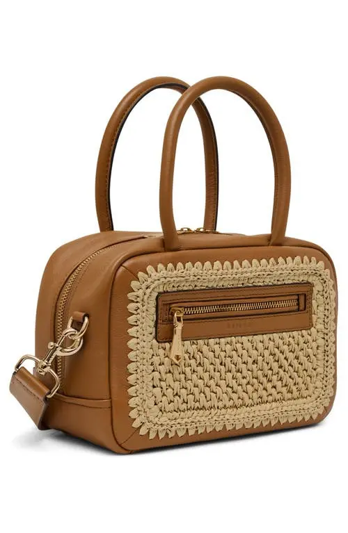 AIMEE Medium Ritual Leather Satchel - Raffia Latte