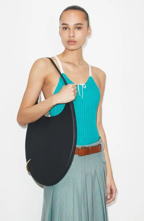 Tory Burch Pierced Soft Leather Shoulder Bag - Black