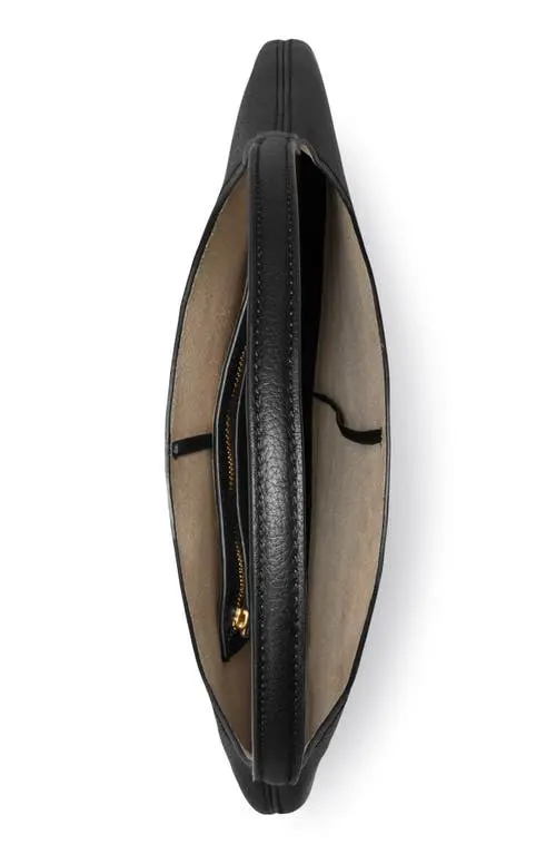 Tory Burch Pierced Soft Leather Shoulder Bag - Black