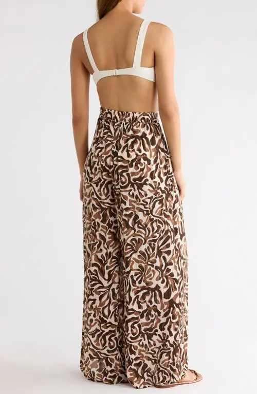 Elan Print Wide Leg Pants - Brown Carolina