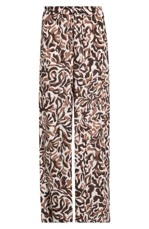 Elan Print Wide Leg Pants - Brown Carolina