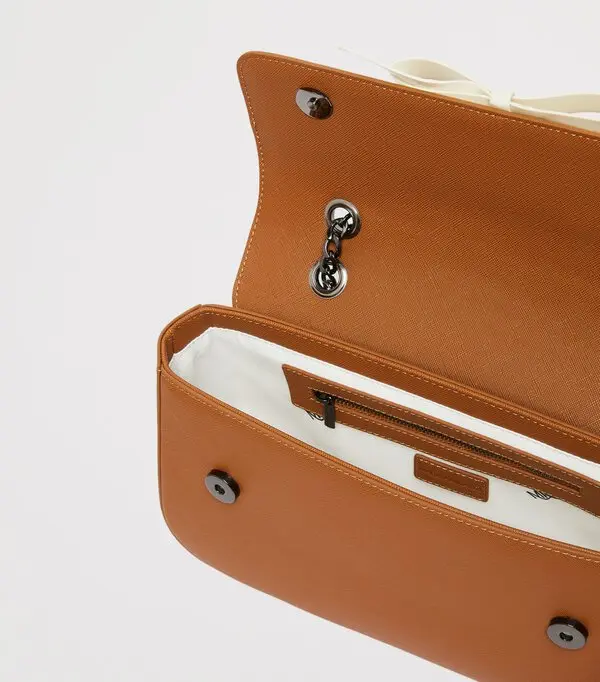 Marina Rinaldi Bow-detail Saffiano Leather Shoulder Bag