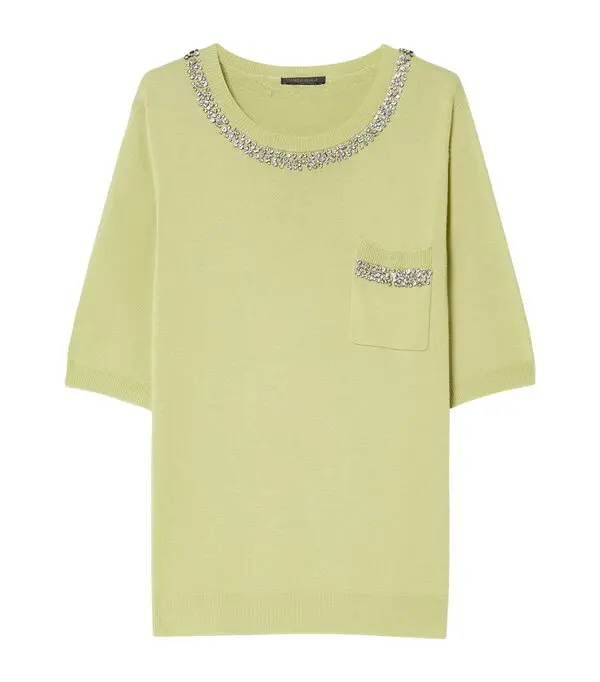 Marina Rinaldi Embellished Short-sleeve Sweater