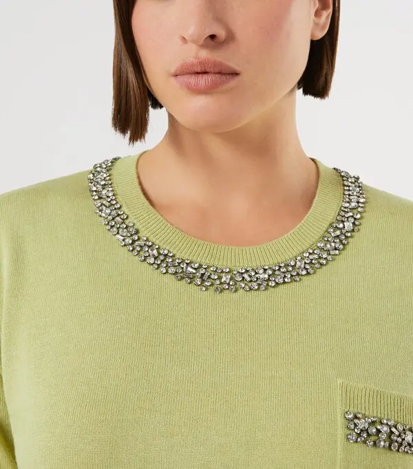 Marina Rinaldi Embellished Short-sleeve Sweater