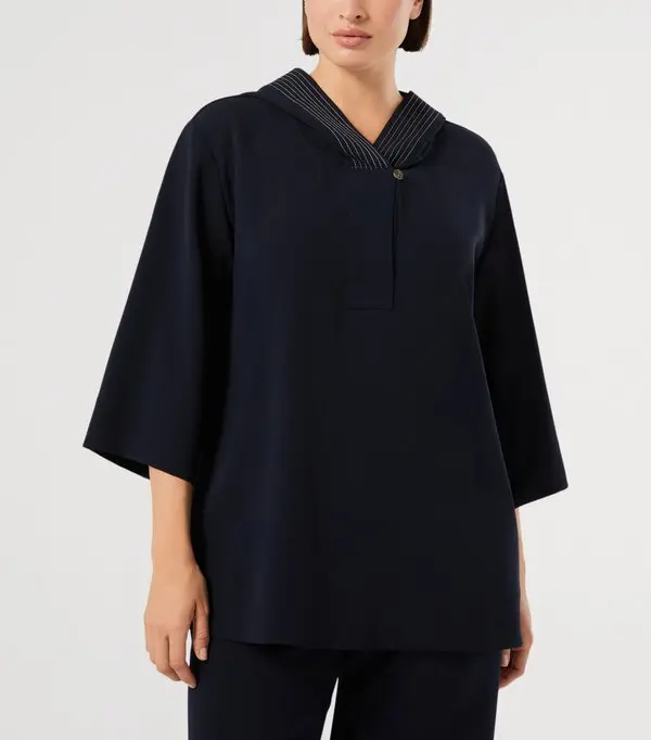 Marina Rinaldi Cotton Hooded Blouse