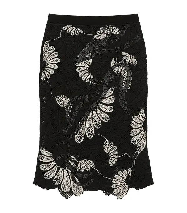 Marina Rinaldi Cotton-blend Lace Midi Skirt