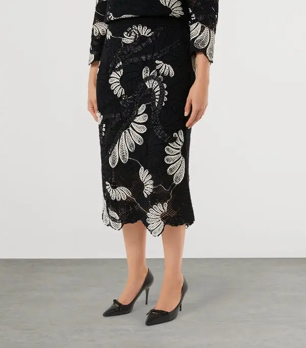 Marina Rinaldi Cotton-blend Lace Midi Skirt