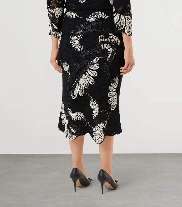 Marina Rinaldi Cotton-blend Lace Midi Skirt
