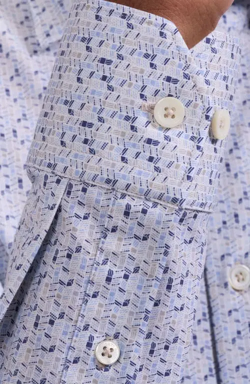 Bugatchi James Ooohcotton® Geo Print Button-up Shirt - Sand