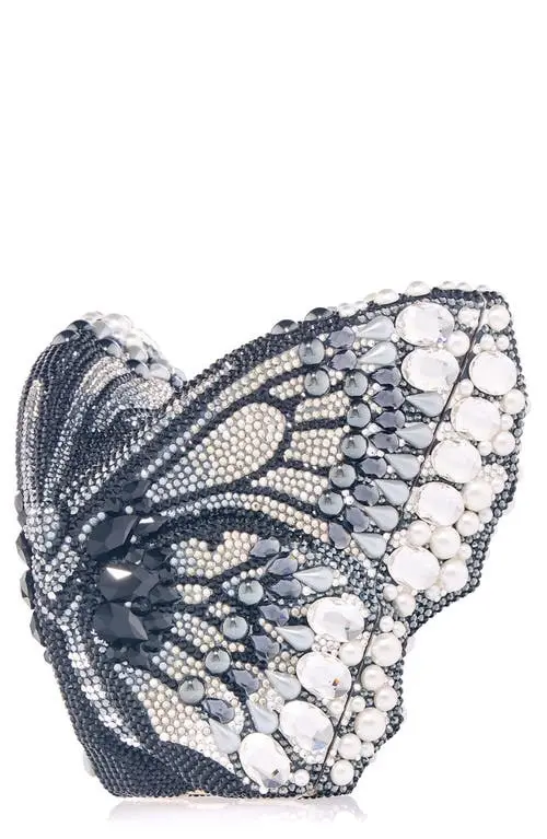 Judith Leiber Butterfly Crystal Clutch - Silver Jet Multi