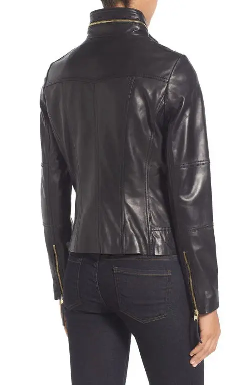 Michael Kors Front Zip Leather Jacket