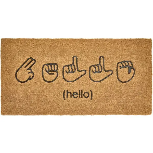 MDESIGN American Sign Language Asl Hello Coir Doormat - Natural