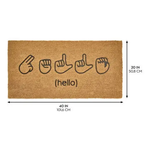MDESIGN American Sign Language Asl Hello Coir Doormat