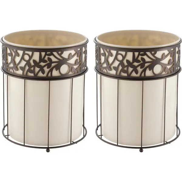 IDESIGN Metal Vine Trash Can With Insertset Of 2vanilla/ - Bronze