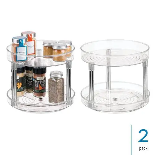 IDESIGN 9-inch Plastic 2-tier Lazy Susanset Of 2
