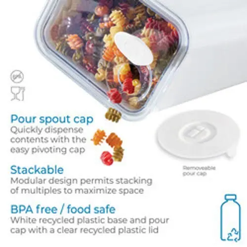 IDESIGN Extra Large Canister With Removable Pour Capset Of 4white