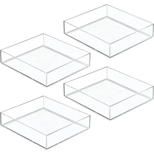 IDESIGN Plastic Makeup Drawer Organizer Trayset Of 4 - Clear