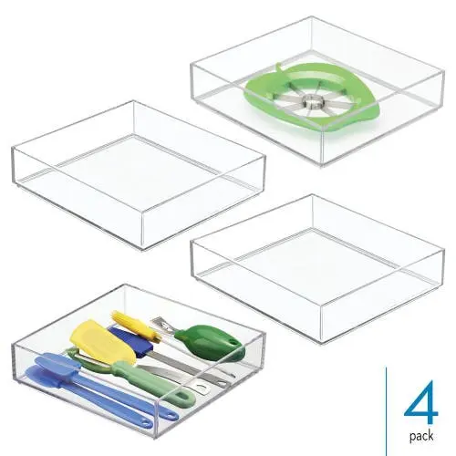 IDESIGN Plastic Makeup Drawer Organizer Trayset Of 4