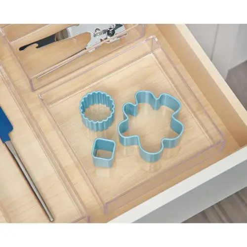IDESIGN Plastic Makeup Drawer Organizer Trayset Of 4