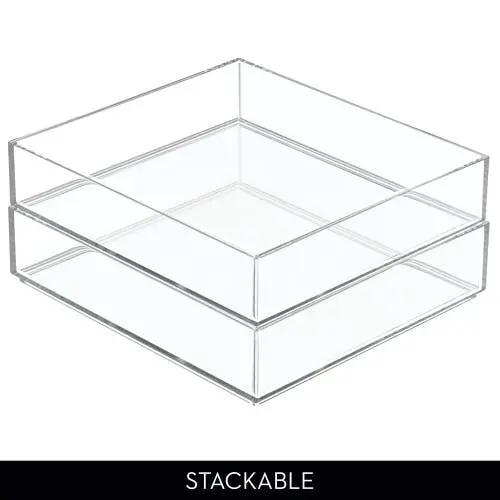 IDESIGN Plastic Makeup Drawer Organizer Trayset Of 4