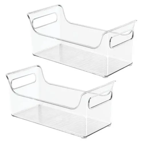 IDESIGN Plastic Condiment Organizer With Handles, Set Of 2 - Clear
