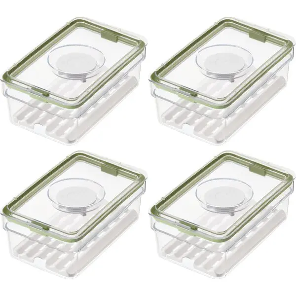IDESIGN Medium Fridge Produce Bin With Drainage Trayset Of 4 - Clear