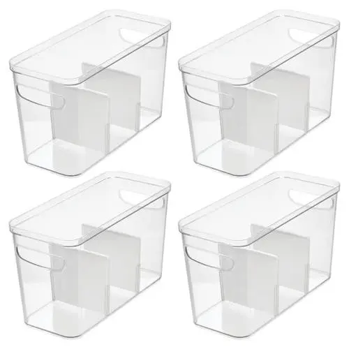 IDESIGN 3-section Divided Pantry Organizer Binset Of 4/white - Clear