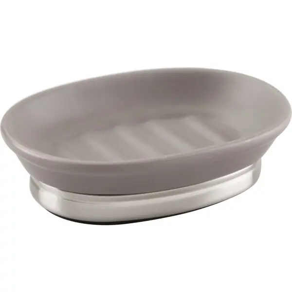 IDESIGN Ceramic Soap Dish For Bathroom Sink/brushed - Matte Gray