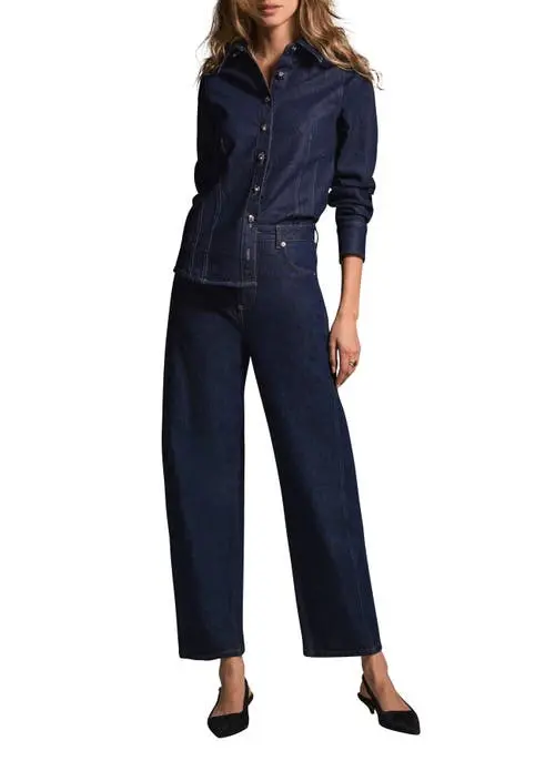 Mint Velvet Barrel Leg Jeans - Navy