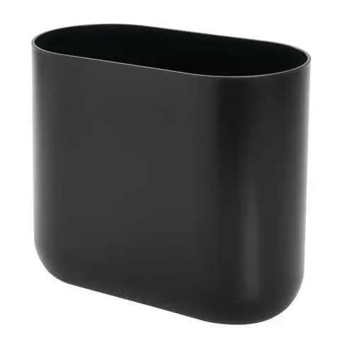 IDESIGN Small Plastic 1.9 Gallon / 7 L Oval Bathroom Trash Can, 2-pack - Black