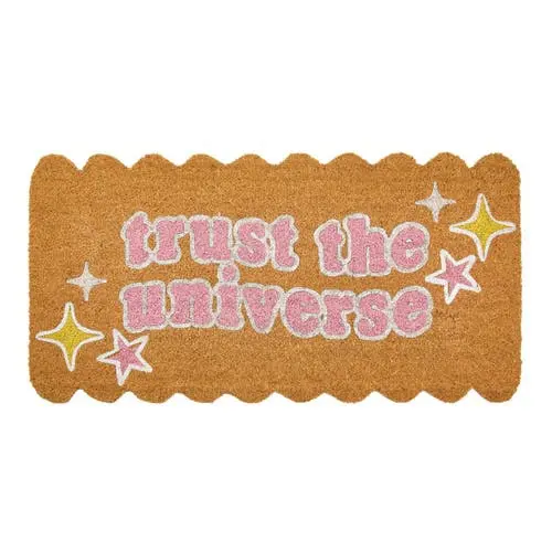 MDESIGN Trust The Universe Scalloped Coir Rectangular Doormat - Pink