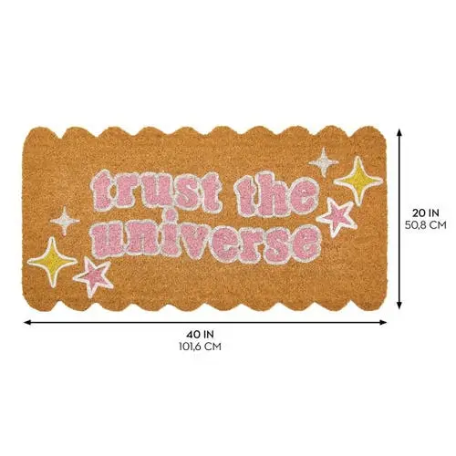 MDESIGN Trust The Universe Scalloped Coir Rectangular Doormat