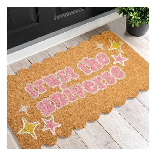 MDESIGN Trust The Universe Scalloped Coir Rectangular Doormat