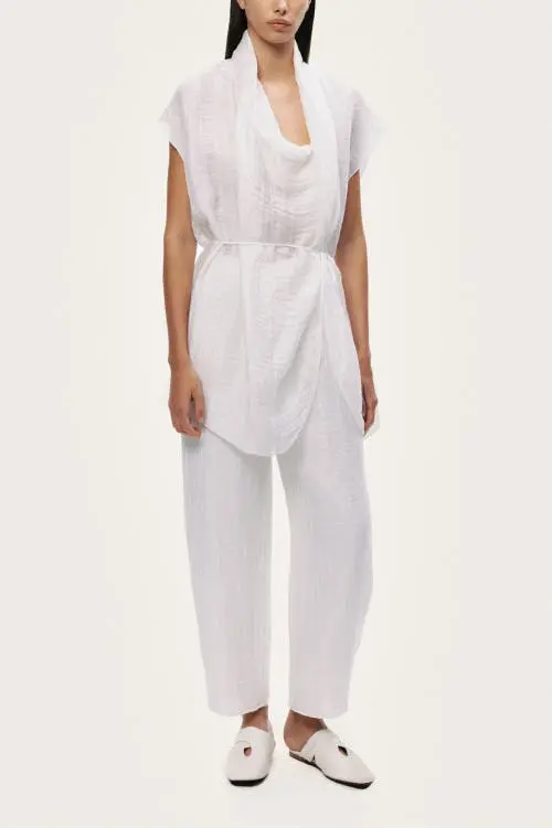 NOCTURNE Relaxed Linen Pants - White